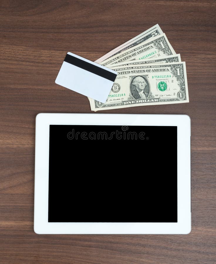 Tablet with credit card stock photo. Image of money, cash - 61610256