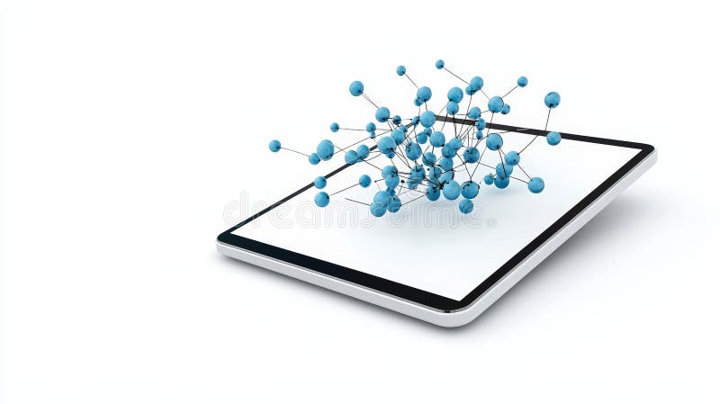 Tablet with 3D Molecular Structure Design Stock Illustration ...
