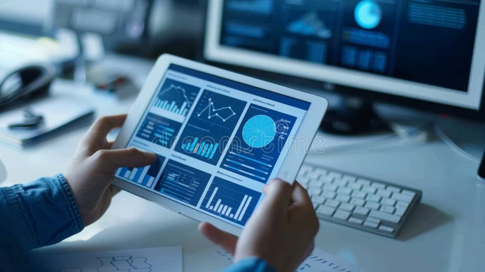 The Tablet with Data Analysis.AI Generated Image Stock Image - Image of ...