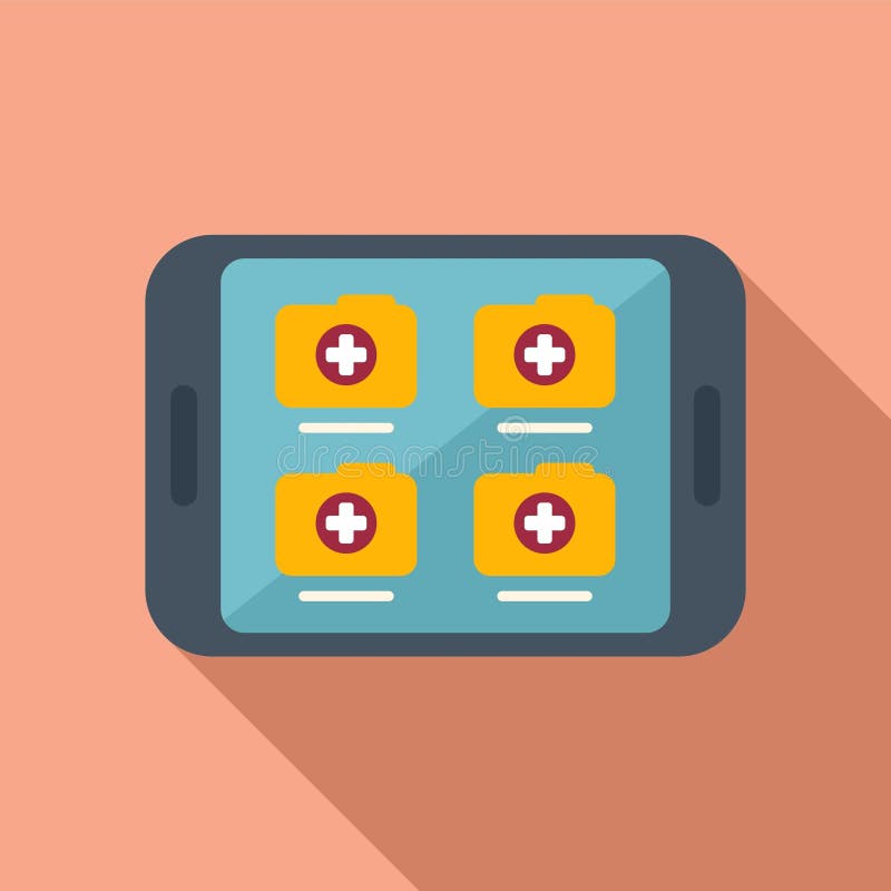 Tablet Data Icon Flat Vector. Record Patient Stock Vector ...