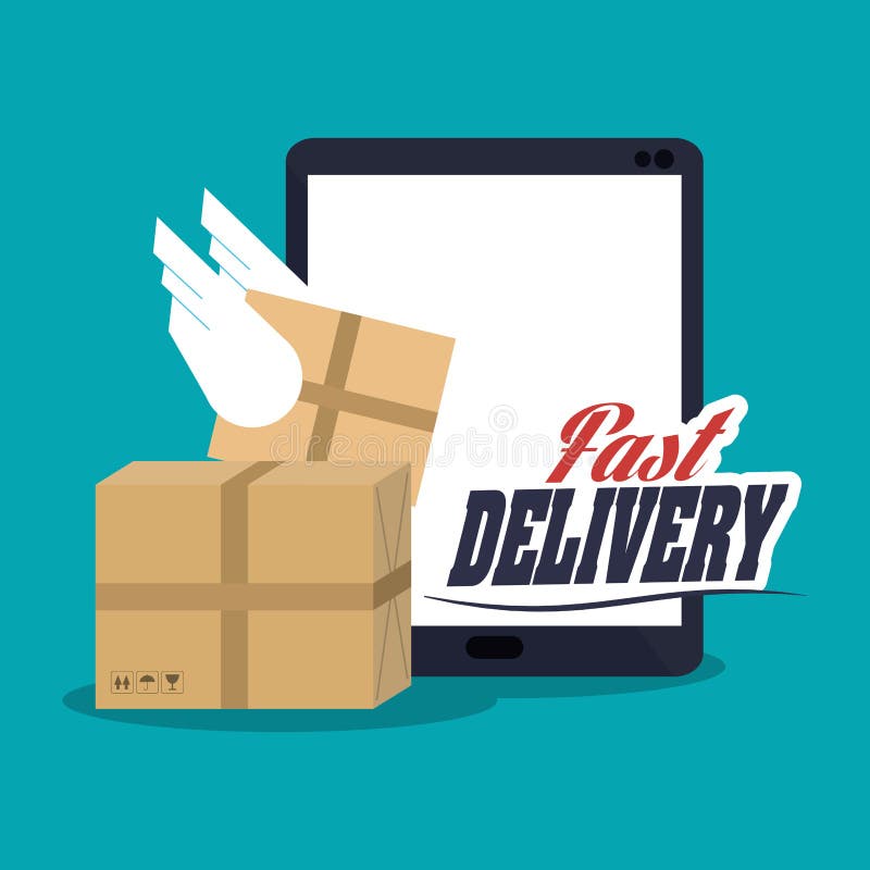 Tablet and delivery design stock illustration. Illustration of ...
