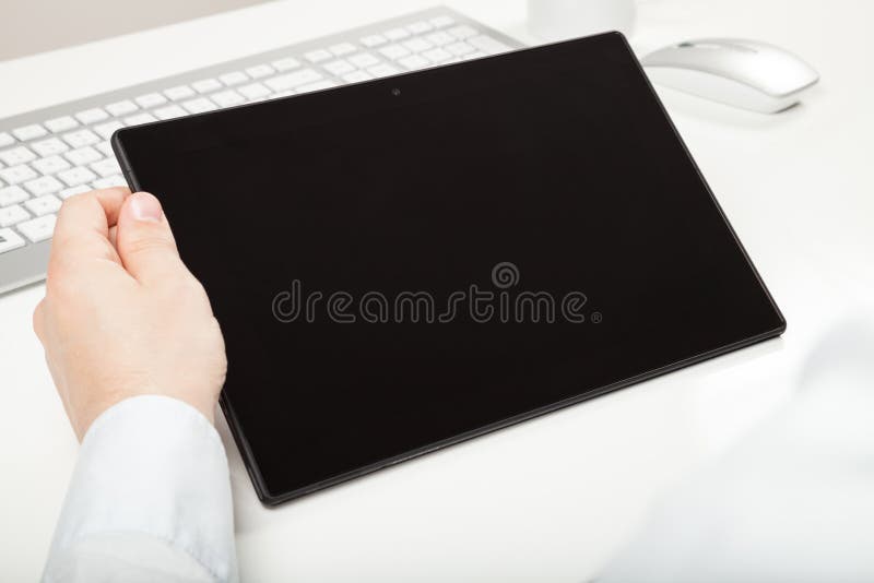 Tablet on desk stock image. Image of media, white, lifestyle - 44457073