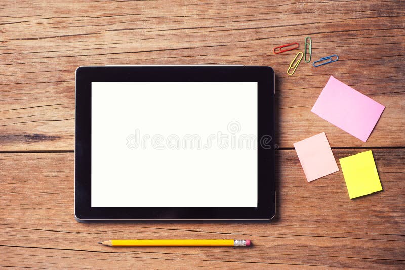 Tablet on desk stock image. Image of list, copy, computer - 80730811