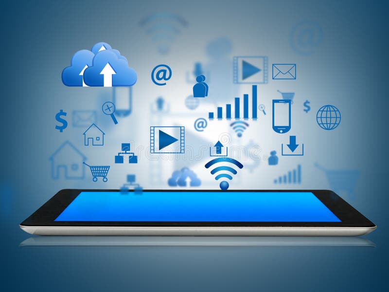 Tablet Device with Application Pop Up Stock Illustration - Illustration ...