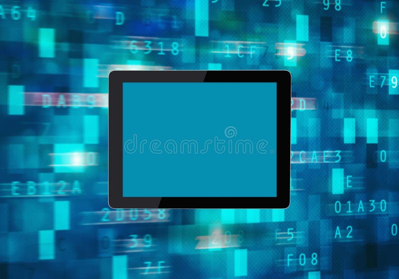 Tablet Device Over Abstract Digital Background Stock Photo - Image of ...