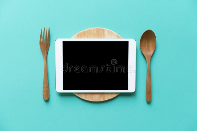 Tablet Device Served on Wood Plate Stock Photo - Image of screen, cell ...