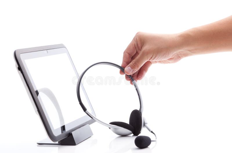Tablet Devices and Headsets Stock Photo - Image of headphones, digital ...