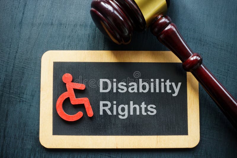 Tablet Disability Rights and Gavel on a Dark Surface. Stock Photo ...