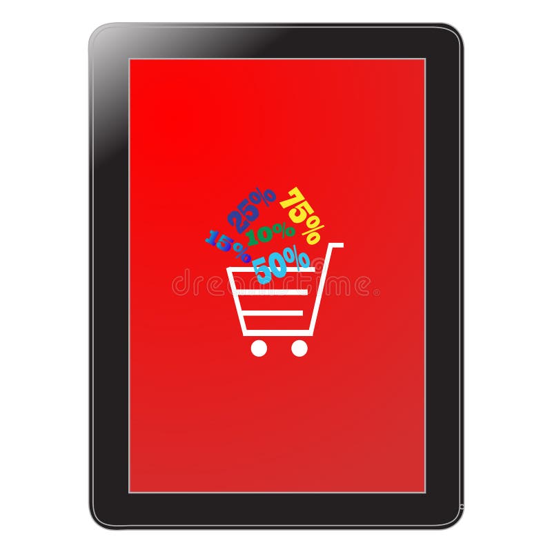 Tablet and Discount Online Store Sale Stock Vector - Illustration of ...