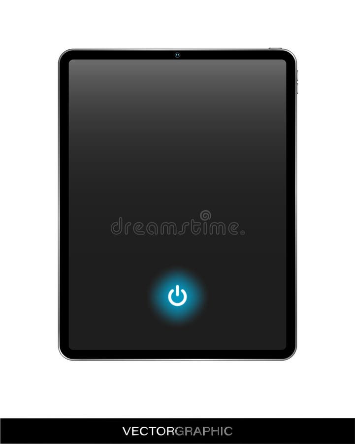 Tablet Display Template with Power Button Blue Stock Vector ...