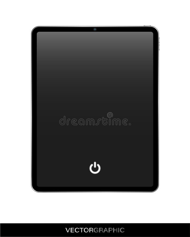 Tablet Display Template with Power Button Vertical White Stock Vector ...