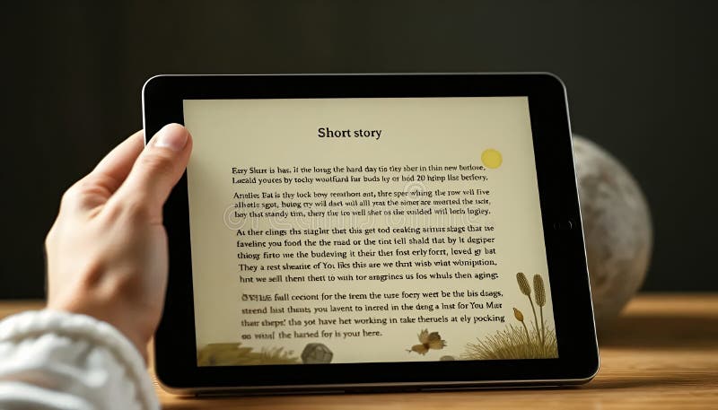 Tablet Displaying Ai-generated Short Story with Personalized ...