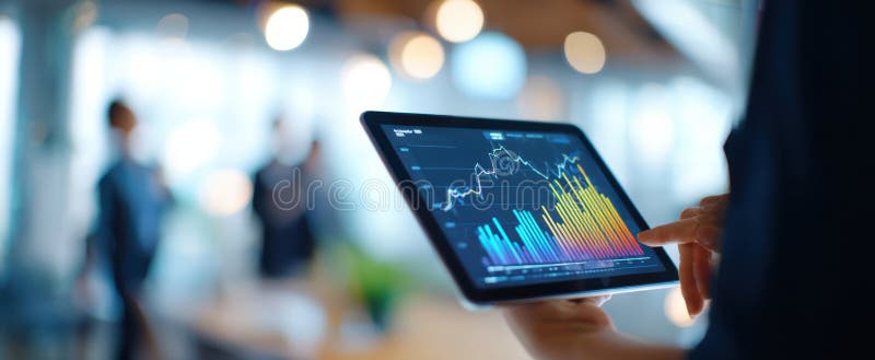 The Tablet Displaying Colorful Analytics in a Modern Business ...