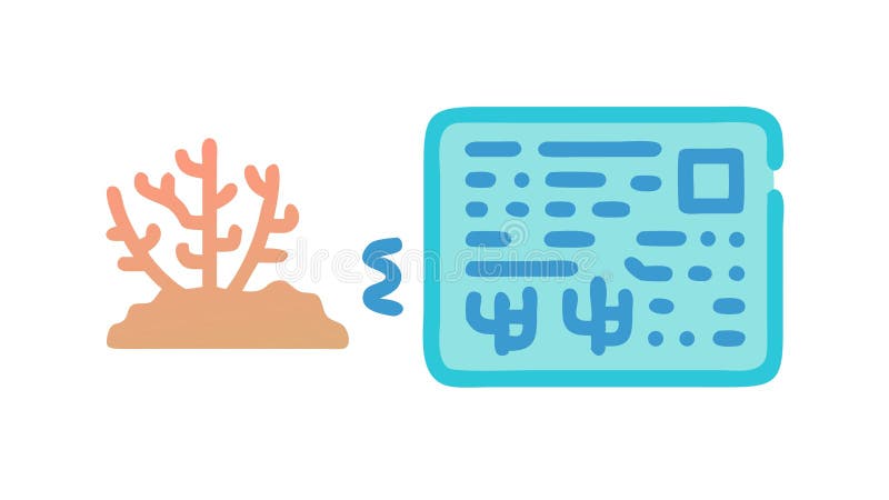 Tablet Displaying Coral Reef with Digital Elements, Marine Tech, Vector ...