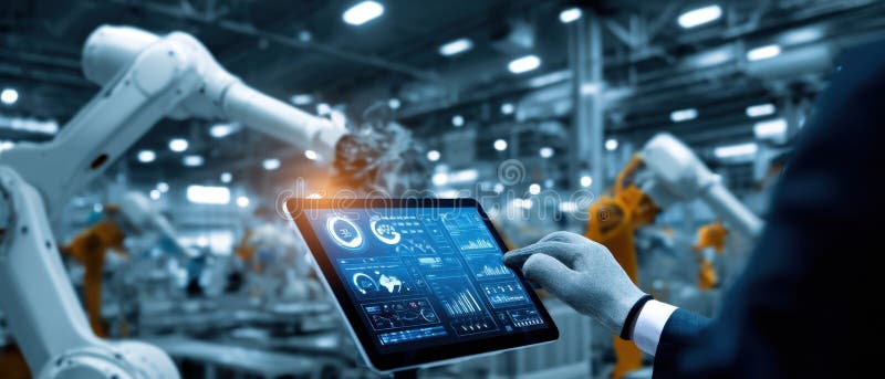 The Tablet Displaying Data in a Modern Industrial Automation ...