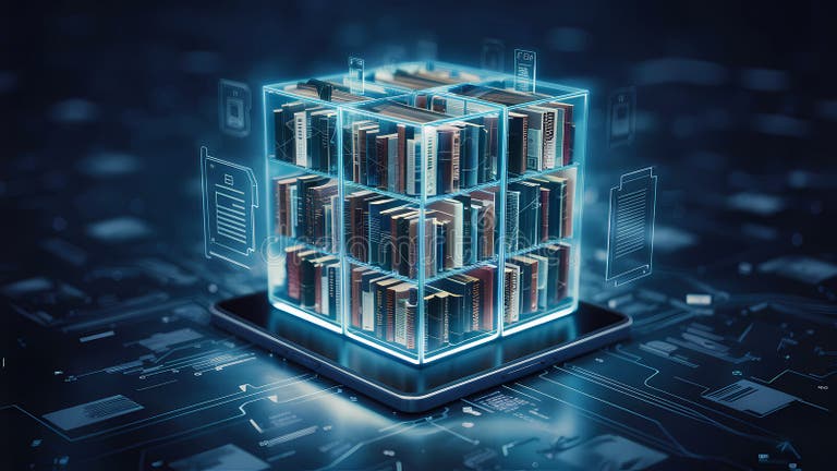 A Tablet Displaying a Digital Library Filled with Various Books ...