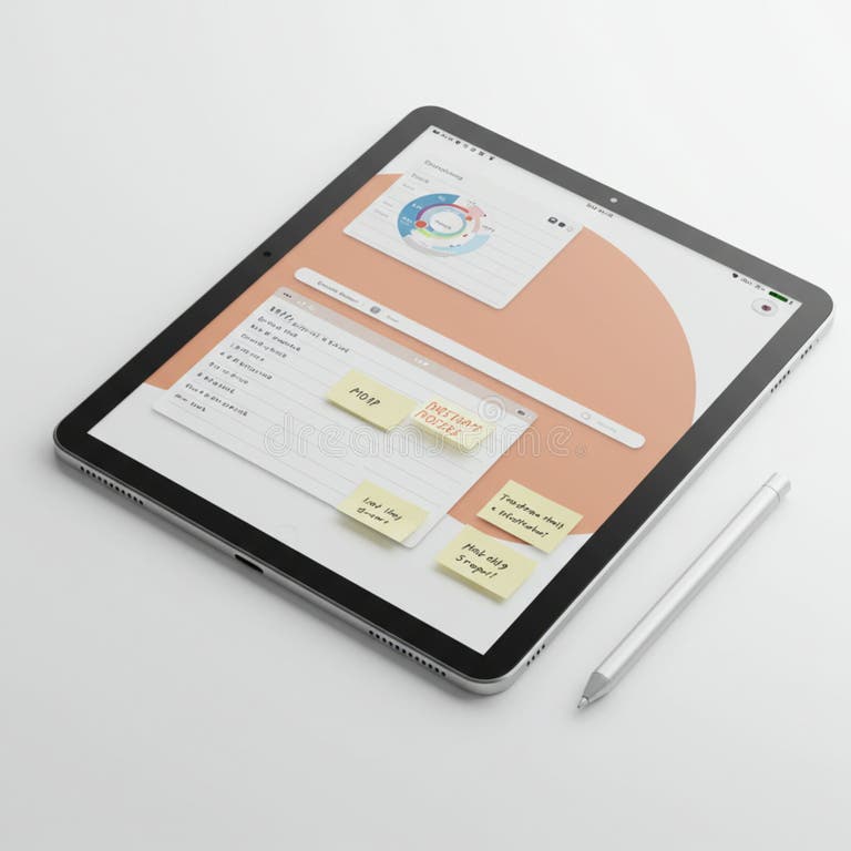 Tablet Displaying a Digital Organizer App with a Calendar, Task List ...