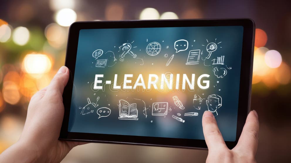 The Tablet Displaying E-Learning Concepts and Digital Education Ideas AI Generated Image Stock ...
