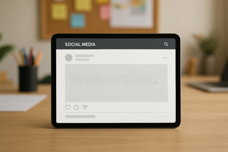 Vector Tablet Social Feed Mockup – Editable Empty Screen Stock Photo ...