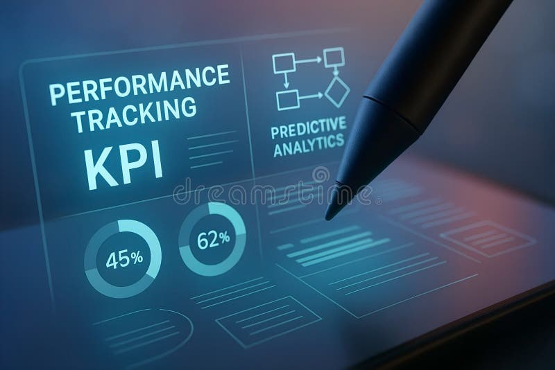 A Tablet Displaying Performance Tracking and Kpi Metrics Alongside ...