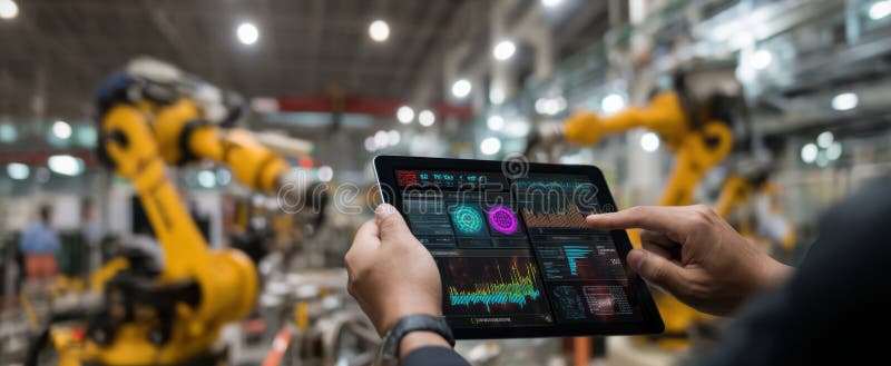 The Tablet Displaying Real-time Data in a Modern Manufacturing ...