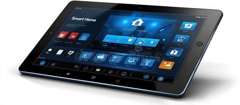 Tablet Displaying Smart Home Control Interface Technology Features ...