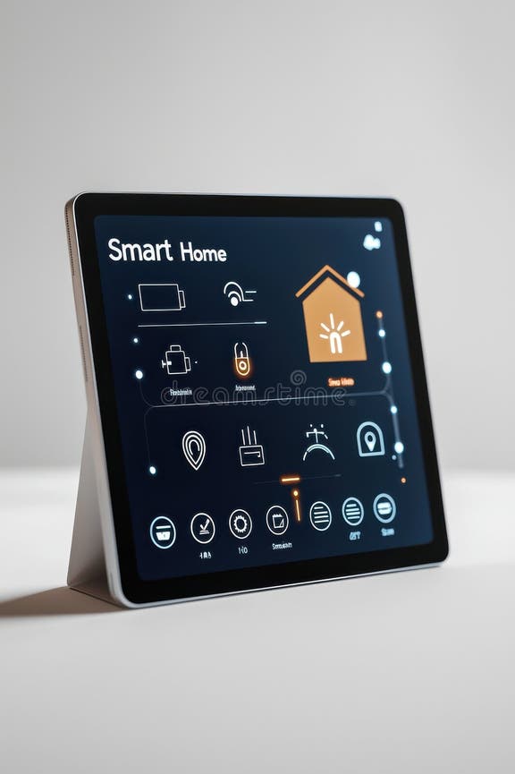 Tablet Displaying Smart Home Control Interface on Screen Stock Photo ...