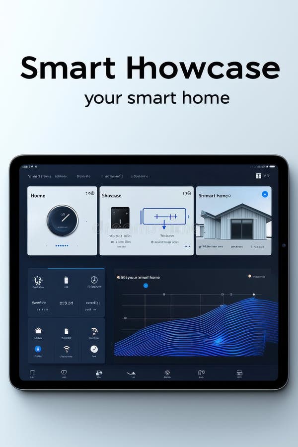 Tablet Displaying Smart Home Control Interface with Technology Features ...