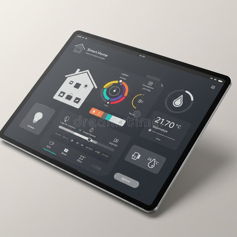 Tablet Displaying a Smart Home Interface. Includes Controls for ...