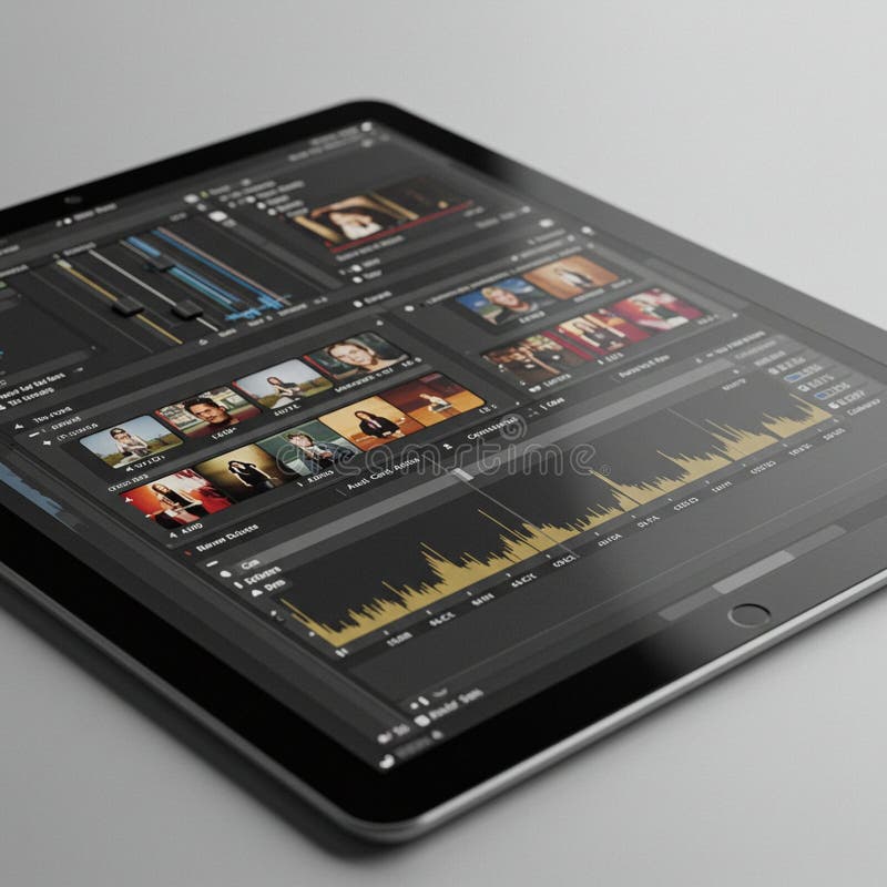 Tablet Displaying Video Editing Software Interface. the Screen Shows ...