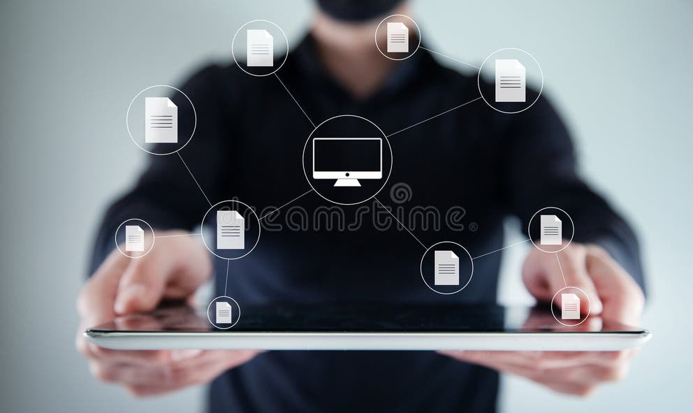 Tablet with Document Management System Concept Stock Photo - Image of ...