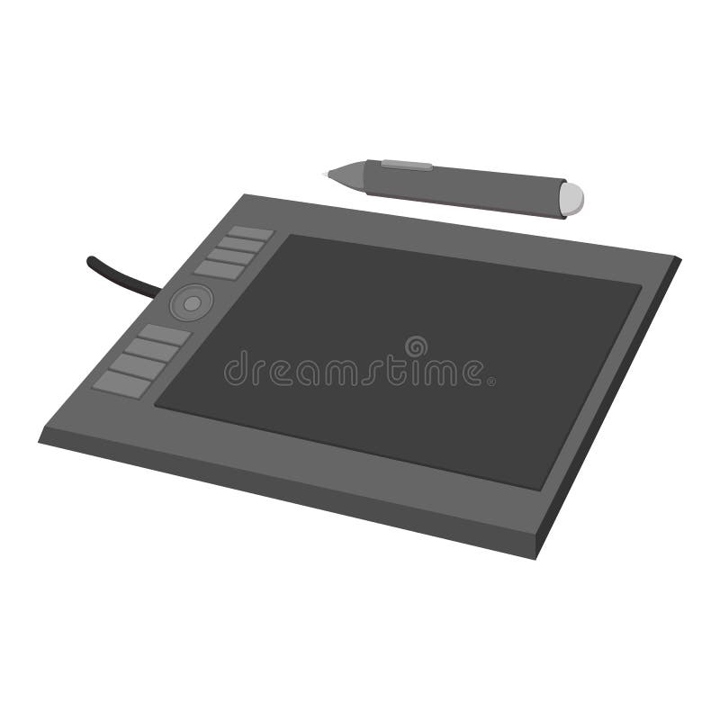 Tablet for Drawing Cartoon Icon Stock Vector - Illustration of colored ...