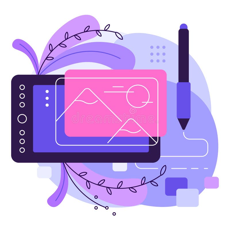 Tablet, Drawing, Design. Web Banner, Flat Illustration. Vector File ...