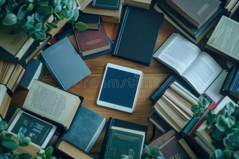 A Tablet and E-reader Displaying Educational Materials Sit Amidst a ...