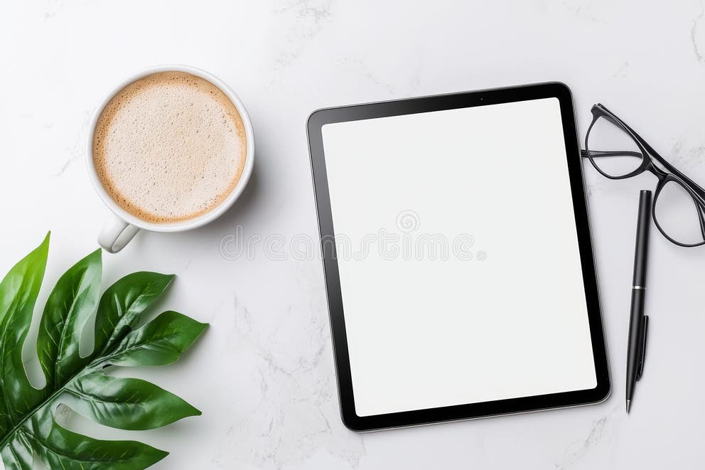 A Tablet E-reader with a Plain White Screen, Ready for Mock-up Designs ...