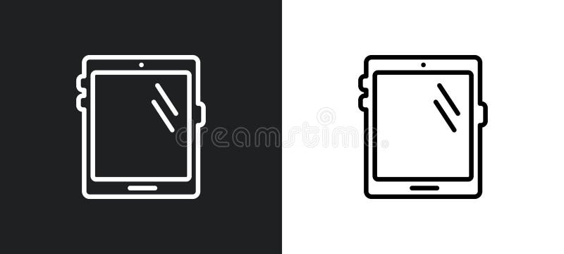Tablet Electronic Device Outline Icon in White and Black Colors. Tablet ...