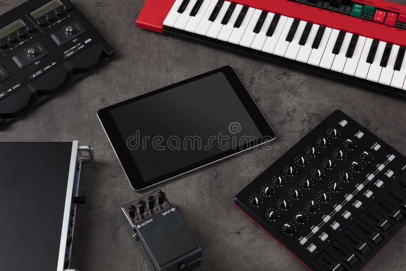 Tablet and Electronic Music Instruments Stock Photo - Image of audio ...