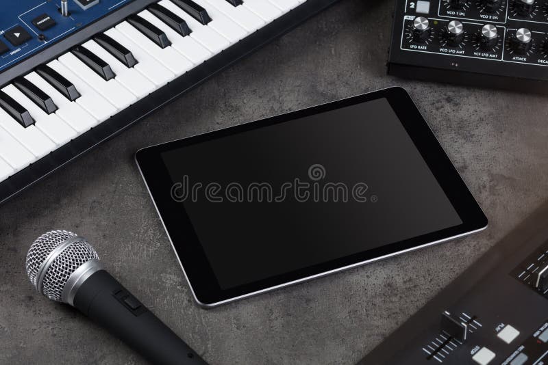 Tablet and Electronic Music Instruments Stock Photo - Image of mixing ...