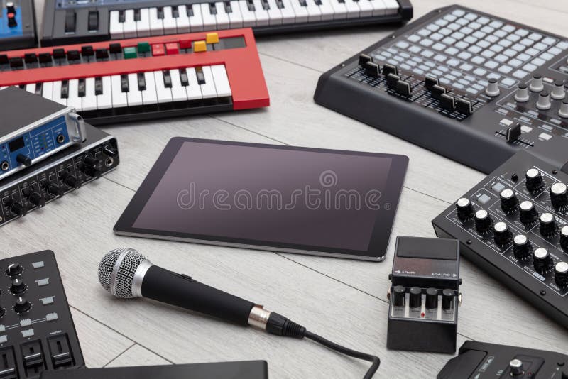 Tablet and Electronic Music Instruments Stock Photo - Image of ...