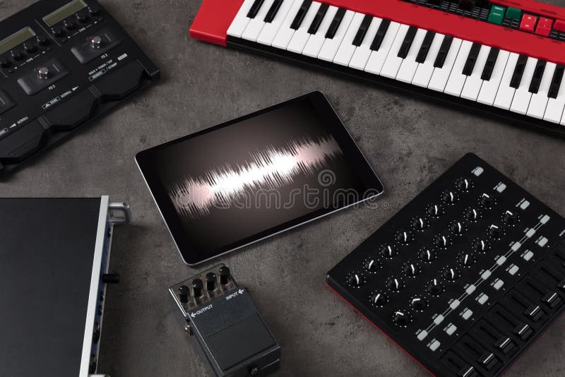 Tablet and Electronic Music Instruments Stock Photo - Image of music ...