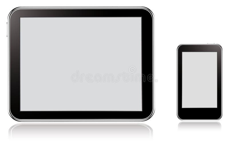 Tablet en mobiele telefoon vector illustratie. Illustration of mobiele ...