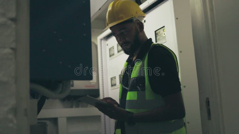 Tablet, Engineering and Face of Technician Man with Generator, Machine ...