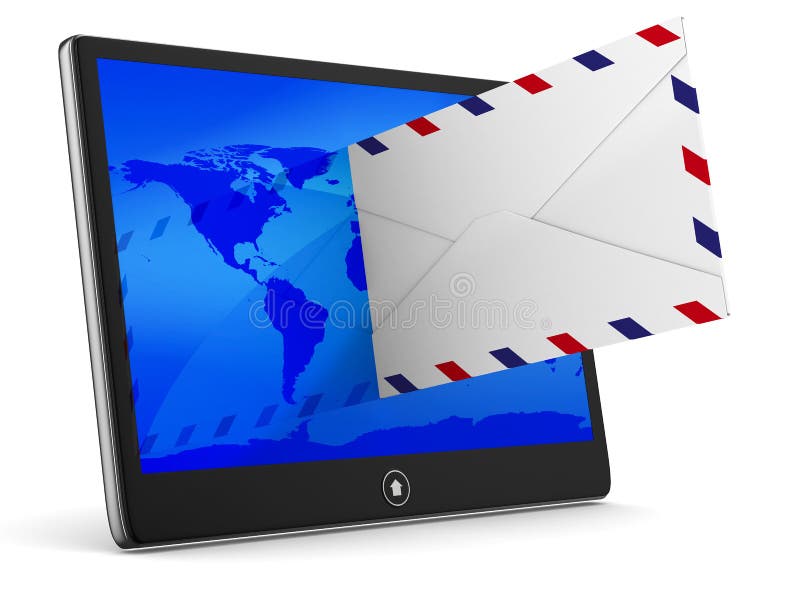 Tablet and Envelope on White Background Stock Illustration ...