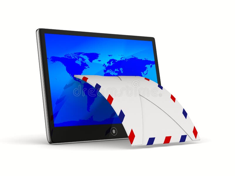 Tablet and Envelope on White Background Stock Illustration ...