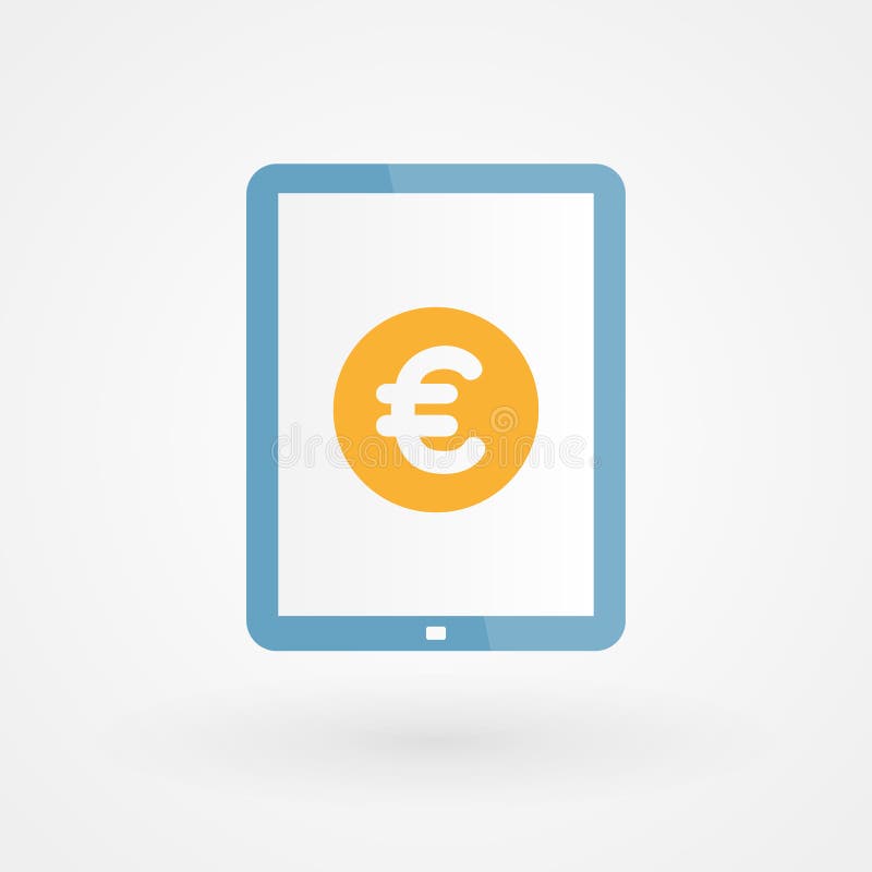 Tablet and Euro. Concept of Coin. Vector Illustration, Flat Design ...