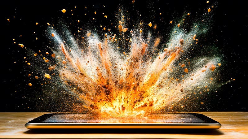 Tablet Explosion Dramatic Digital Art Abstract Good Resolution Stock ...