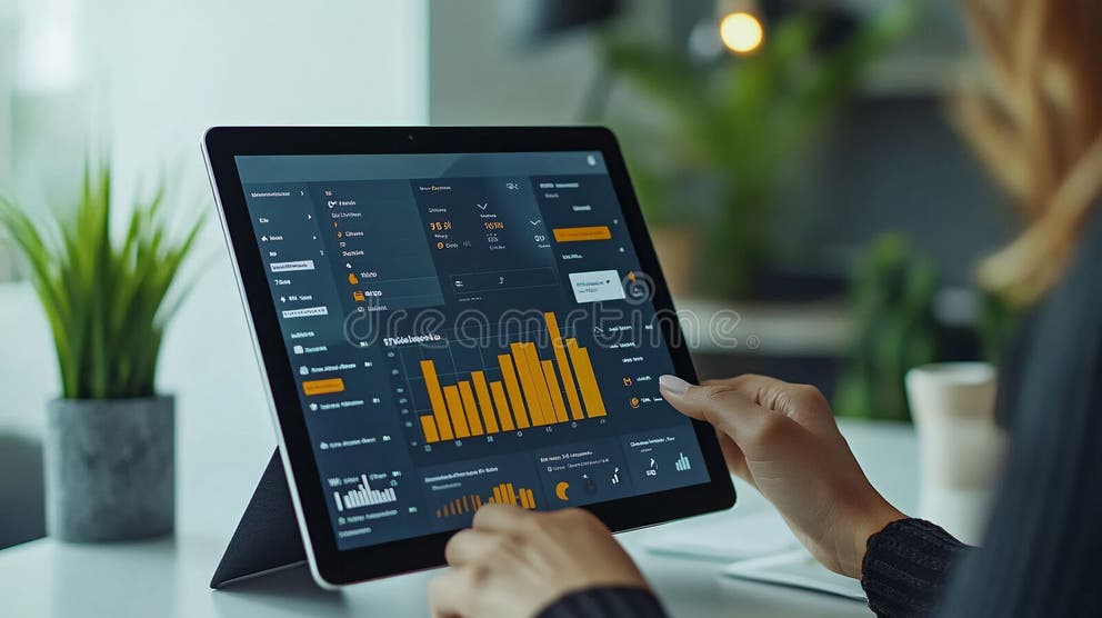 Tablet with Financial Analytics Dashboard Stock Illustration - Illustration of dashboard ...