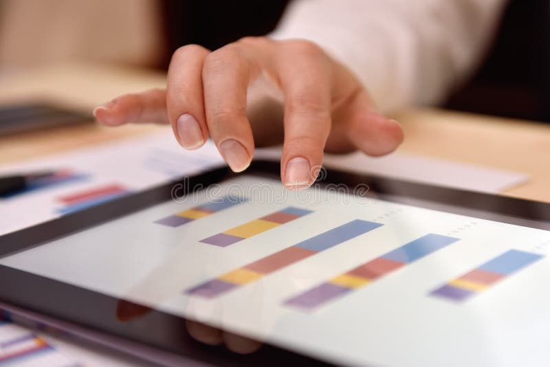 Tablet with Financial Charts Stock Photo - Image of income, funds: 88303880
