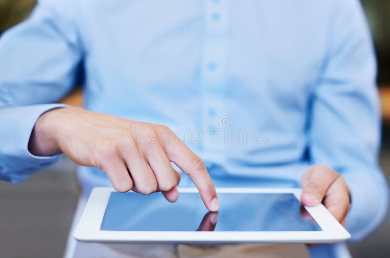 Tablet, Finger and Business for Hands Interactive Design, Mockup and ...
