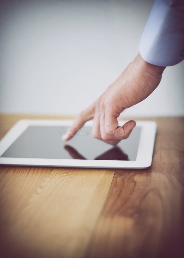 Tablet, Finger and Planning on Interactive Screen, Mockup and ...